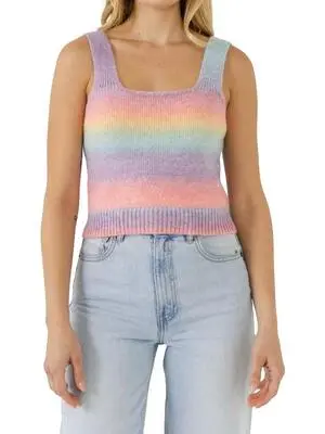 English Factory Rainbow Stripe Sweater Tank - Multi