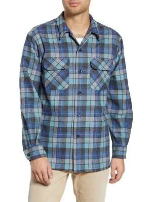 Pendleton Board Regular Fit Wool Flannel Shirt - Blue Original Surf Plaid