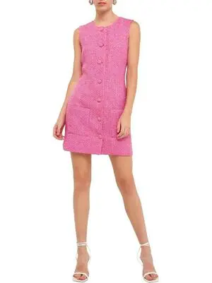 Endless Rose Sleeveless Tweed Minidress - Berry