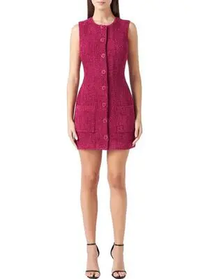 Endless Rose Sleeveless Tweed Minidress - Bordeaux