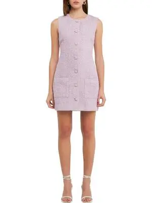 Endless Rose Sleeveless Tweed Minidress - Lilac