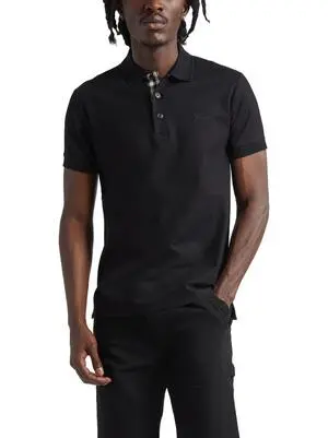 Burberry Eddie Tb Monogram Cotton Polo - Black