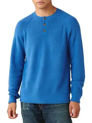 Lucky Brand Lucky Brand Henley Sweater Bright Cobalt