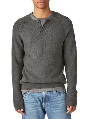 Lucky Brand Lucky Brand Henley Sweater Charcoal Heather