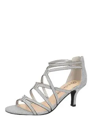 BELLA VITA Karlette Embellished Caged Sandals - Silver Glitter