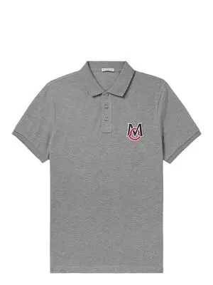 MONCLER Moncler - Logo-Embroidered Cotton-Piqué Polo Shirt - Men - Gray - S
