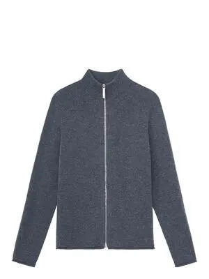 Lafayette 148 New York Cashmere Zip-up Cardigan - Graphite Melange