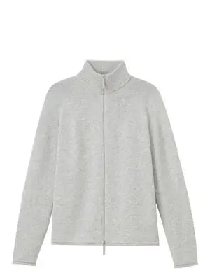 Lafayette 148 New York Cashmere Zip-up Cardigan - Grey Heather