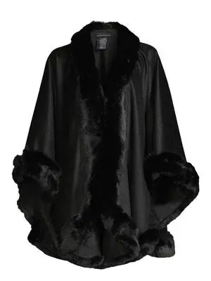 Sofia Cashmere Faux Fur & Cashmere U-cape - Charcoal