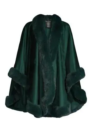 Sofia Cashmere Faux Fur & Cashmere U-cape - Green