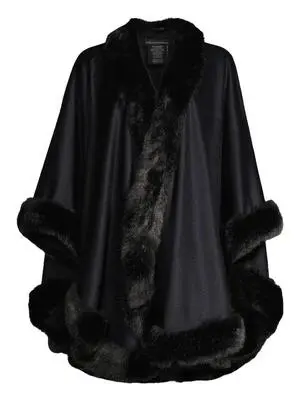 Sofia Cashmere Faux Fur & Cashmere U-cape - Navy