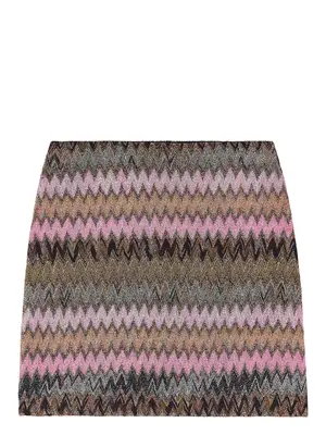 Missoni Striped Metallic Crochet-Knit Mini Skirt Multi