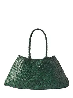 Dragon Diffusion Santa Croce Woven Leather Tote - Green