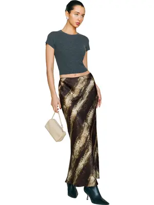 REFORMATION Layla Silk Midi Skirt Anaconda