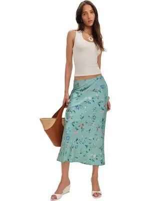 REFORMATION Layla Silk Midi Skirt Burano