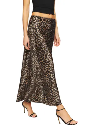 REFORMATION Layla Silk Midi Skirt Leo