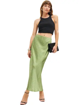 REFORMATION Layla Silk Midi Skirt Piccolo
