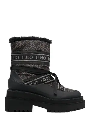 Liu Jo Monogram Print 70mm Ankle Boots - Black