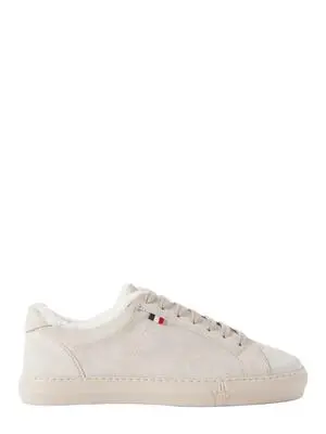 Moncler New Monaco Shearling-lined Suede Sneakers - Neutrals