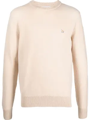 Maison Kitsuné Logo-patch Wool Jumper - Neutrals
