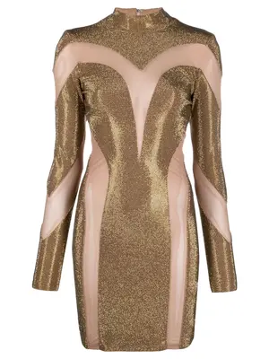 Philipp Plein Crystal-embellished Panelled Dress - Gold