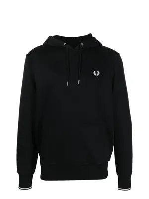 Fred Perry Embroidered-logo Detail Hoodie - Black