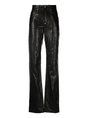 Philipp Plein Straight-leg Lambskin Trousers - Black