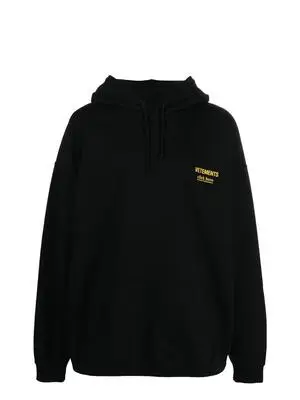 Vetements Embroidered Logo Hoodie - Black