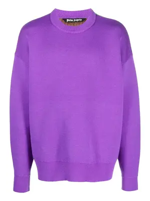 Palm Angels Palm Tree Wool-knit Jumper - Purple