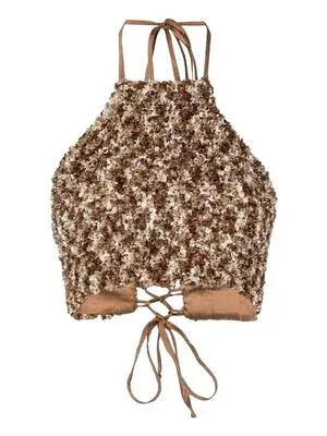 LUKHANYO MDINGI Textured-knit Halter Top - Brown