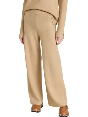 English Factory Knit Wide Leg Pants - Camel