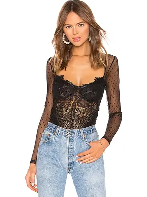 Bardot Farrah Lace Bodysuit - Black