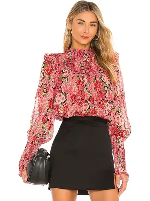 Bardot Remi Floral Blouse - Pink Gardenia