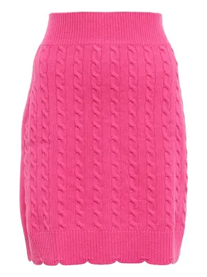 Patou Scalloped Cable-knit Wool Miniskirt - Pink