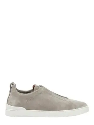 Zegna Triple Stitch Suede Sneakers - Grey