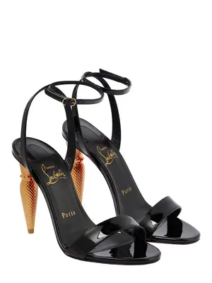 CHRISTIAN LOUBOUTIN Lipqueen 100 Patent Leather Sandals - Black