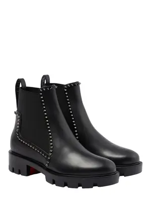 CHRISTIAN LOUBOUTIN Out Lina Embellished Leather Ankle Boots - Black