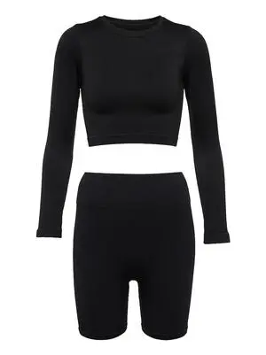 PRISM² Evoke Crop Top And Composed Shorts Set - Black