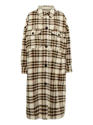 MARANT ETOILE Fontizi Checked Wool-blend Coat - Neutrals