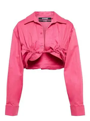 Jacquemus La Chemise Machou Crop Shirt - Pink