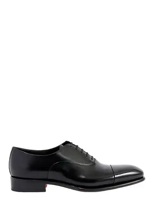 Santoni Carter Cap-toe Leather Oxford Shoes - Black