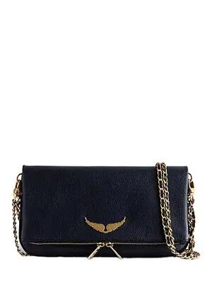 Zadig&Voltaire Rock Grained Leather Clutch - Ink Gold