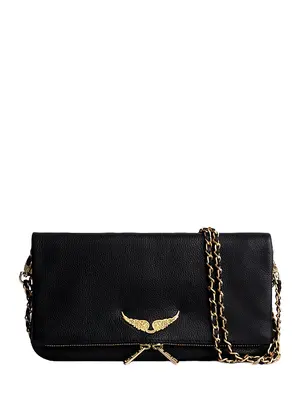 Zadig&Voltaire Rock Grained Leather Clutch - Noir Gold