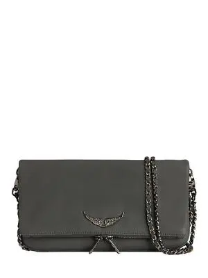 Zadig&Voltaire Rock Grained Leather Clutch - Road Silver