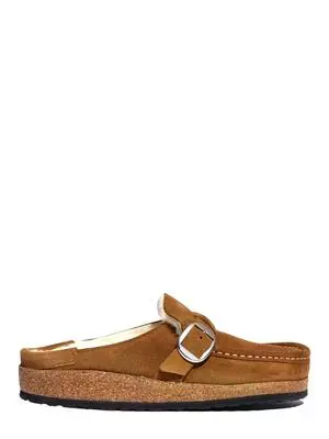 Madewell Birkenstock® Suede Buckley Shearling Clogs - Tea,natural