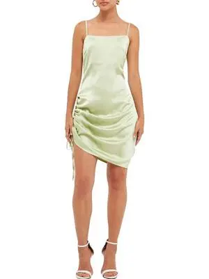 Endless Rose Ruched Satin Minidress - Pistachio