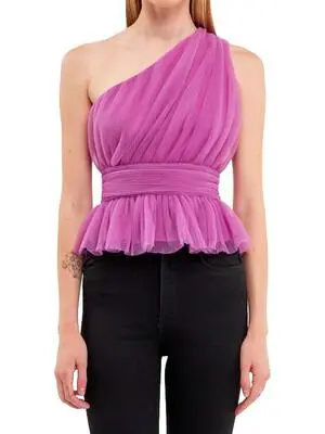 Endless Rose One-shoulder Tulle Top - Lavender