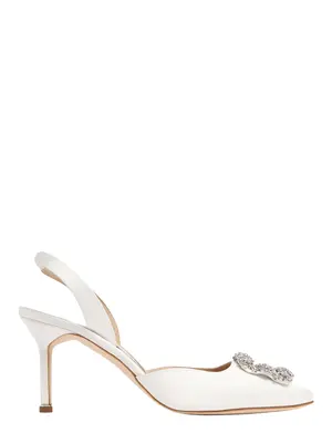 Manolo Blahnik 70mm Hangisli Slingback Pumps - Cream