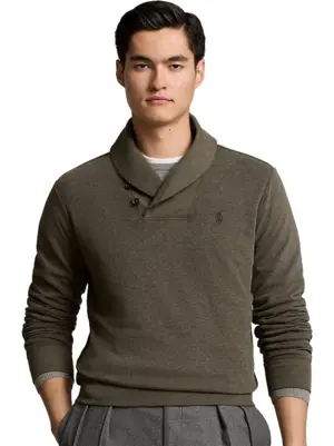 Ralph Lauren Jersey Shawl-Collar Pullover Wilson Olive Heather