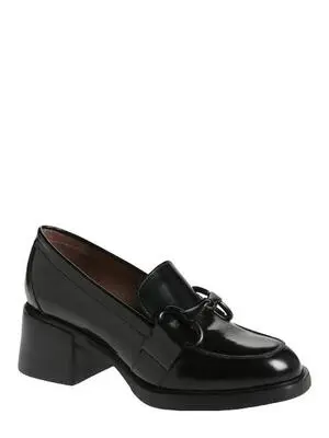 WONDERS Block Heel Loafer With Bit Ornament - Black